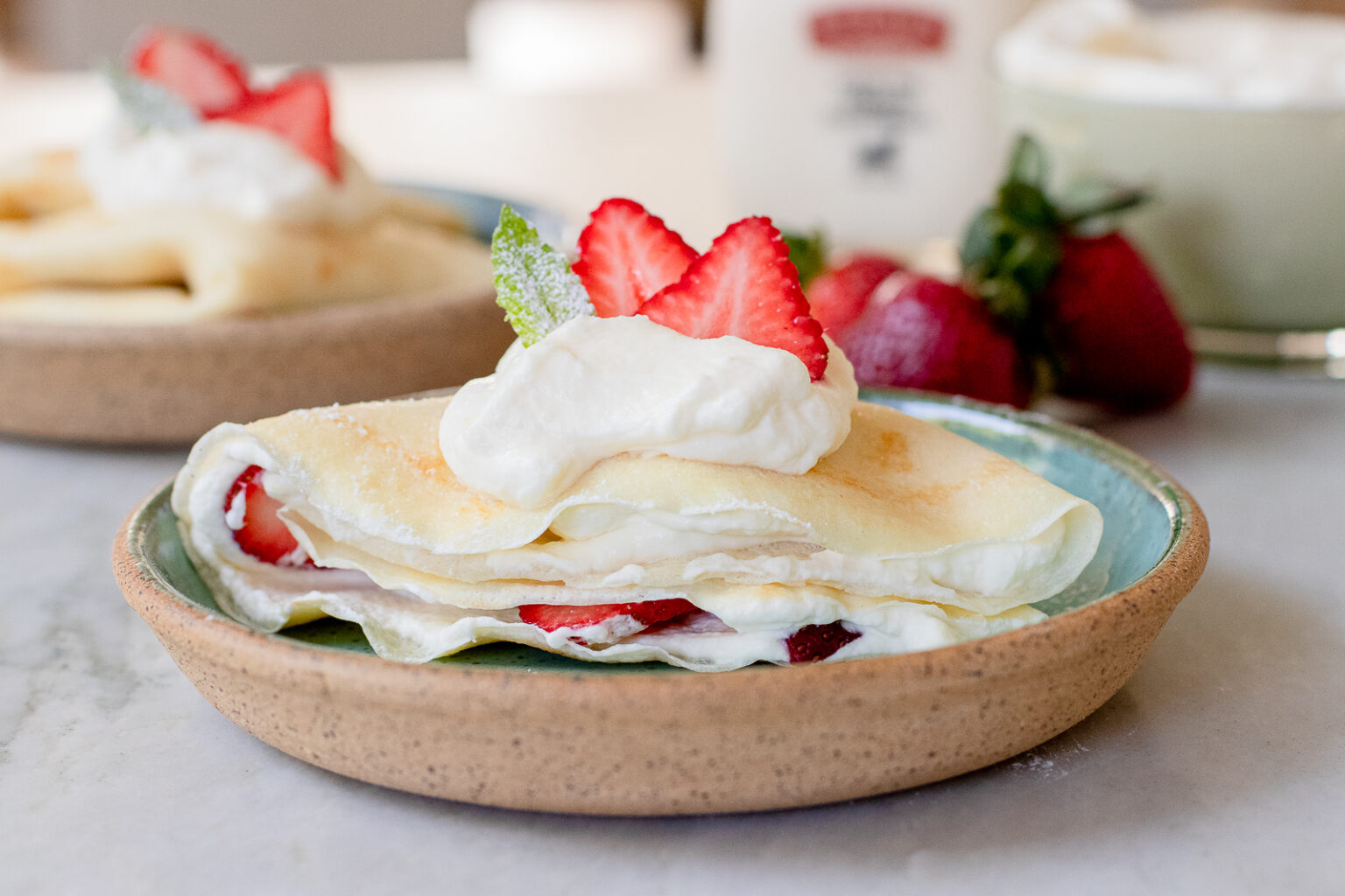 Crêpes with Lemon Whipped Cream & Strawberries - Straus Family Creamery